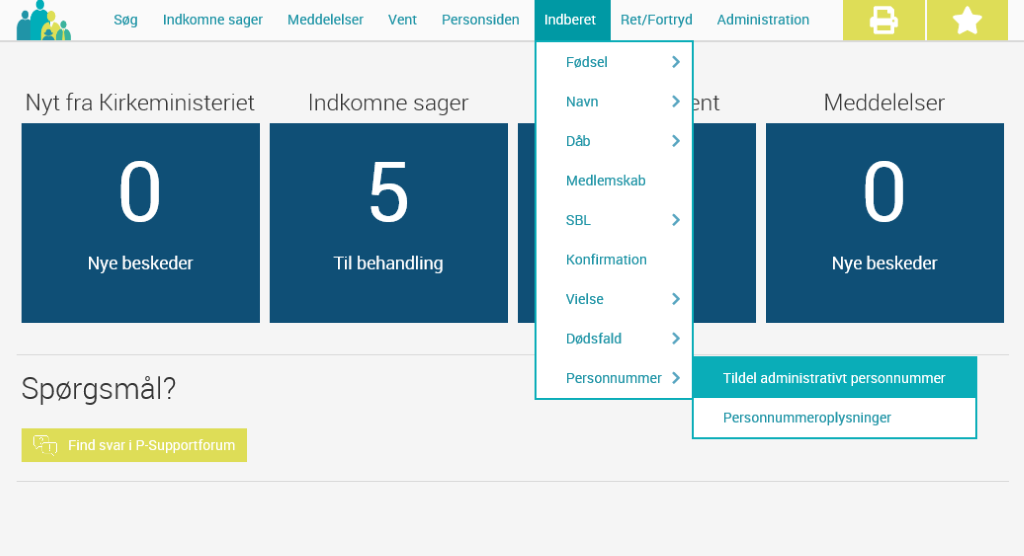 Udtag administrativt personnummer – P-Supportforum
