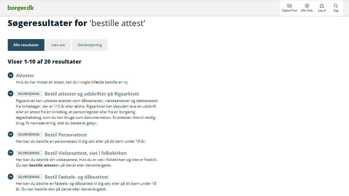 Borger.dk - Bestilling af attest – P-Supportforum